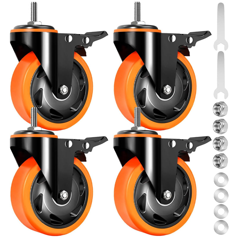 Rynx | 3 Inch Caster Wheels 400 lbs Capacity Threaded Stem Casters 3/8