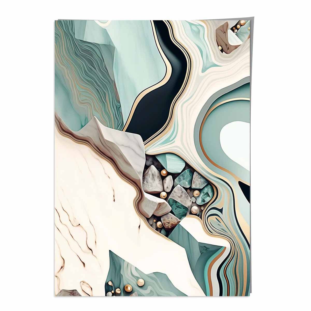 Rynx | Abstract Contemporary Poster in Beige and Green No. 1