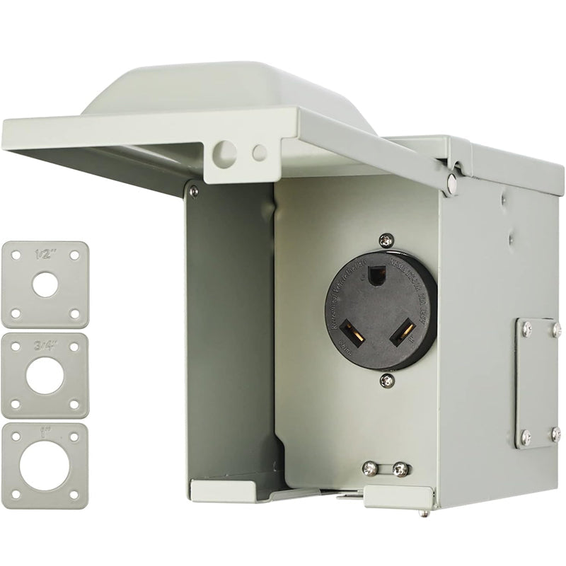 Rynx | 30 Amp Power Outlet Box 125 Volt RV/EV Receptacle Box Weatherpr