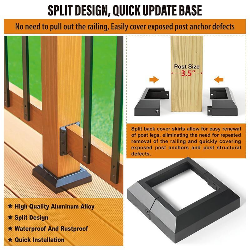 Rynx | 4 pcs 4 "x4" Deck Post Base,Aluminum Deck Post Base Cover,for D