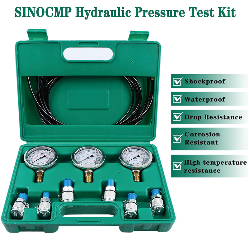 Rynx | Hydraulic Pressure Test Kit,25Mpa/40Mpa/60Mpa 3 Pressure Gauges