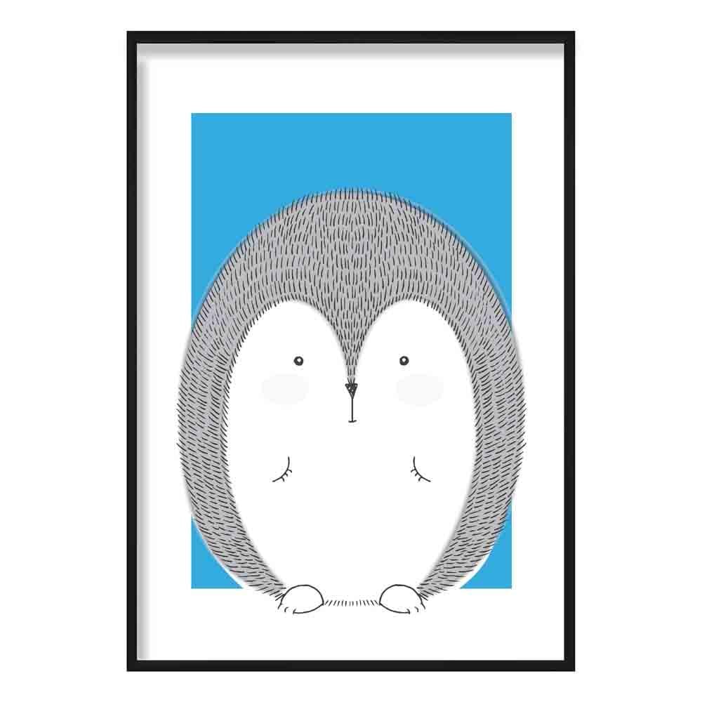 Rynx | Hedgehog Sketch Style Nursery Light Blue Art Print
