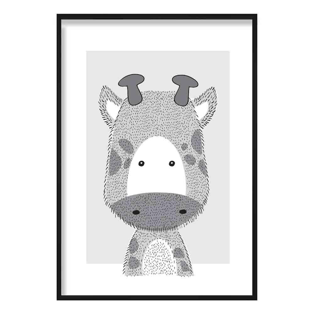 Rynx | Giraffe Sketch Style Kindergarten Gray Art Print